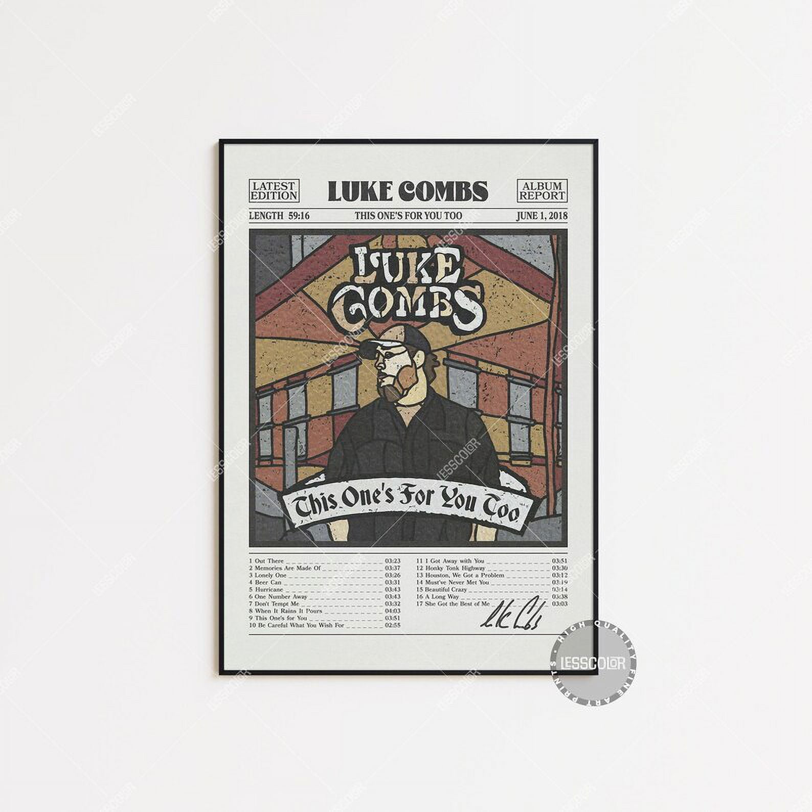 POSTER Luke Combs Retro Newspaper Print, This One's For You Too Poster ...