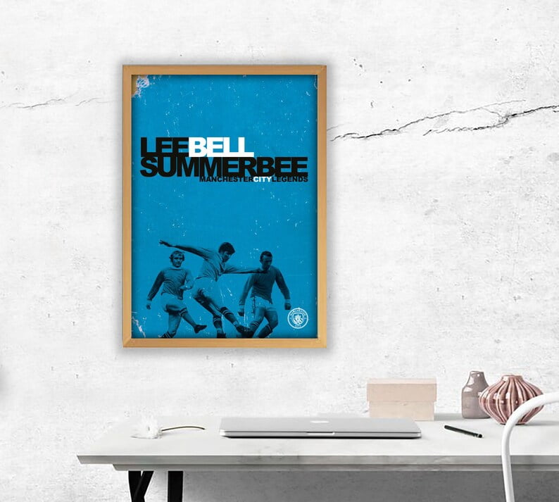 POSTER MANCHESTER CITY LEGENDS vintage style Poster .-UNFRAMED ...