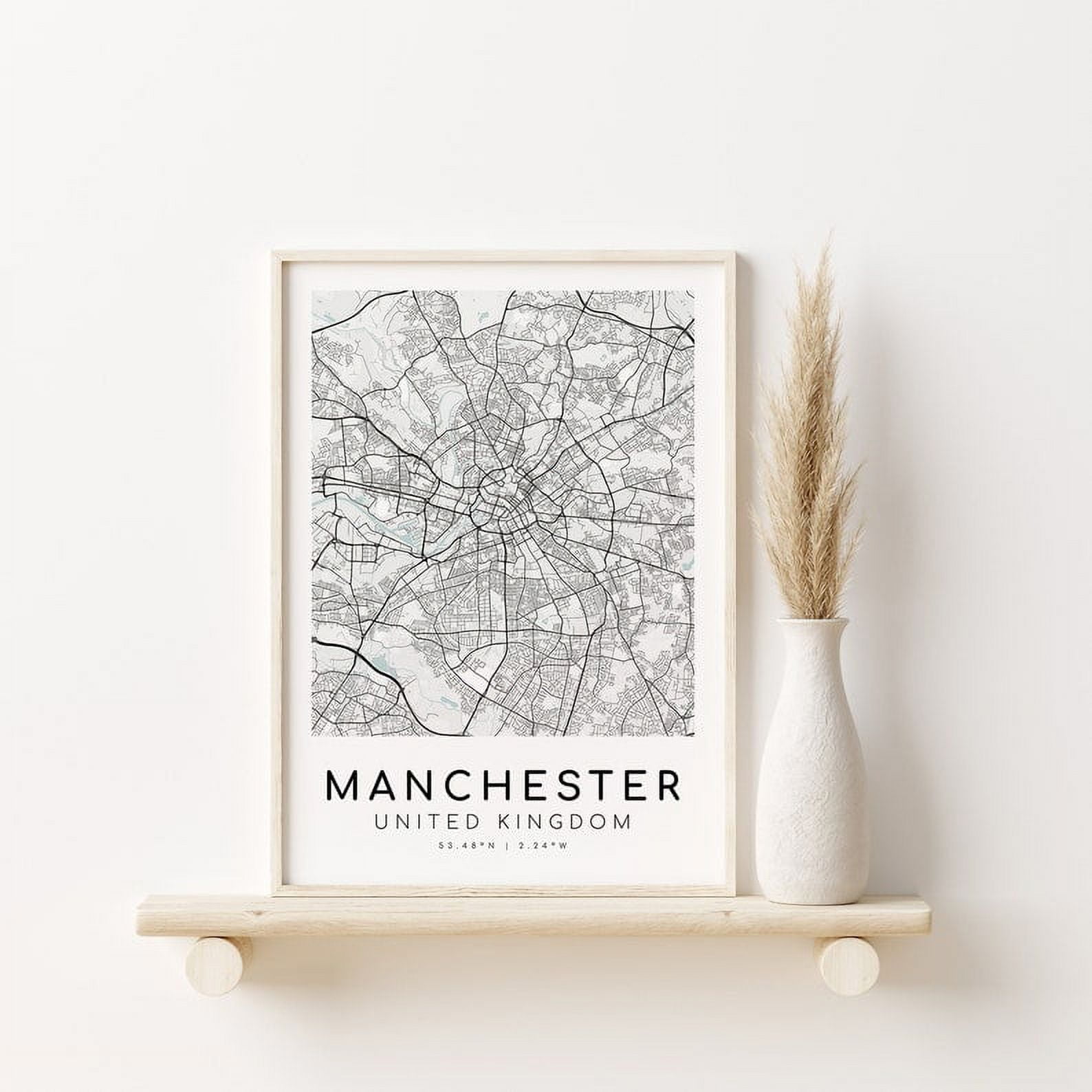 POSTER MANCHESTER City Map, minimalist art, United Kingdom Map, map ...