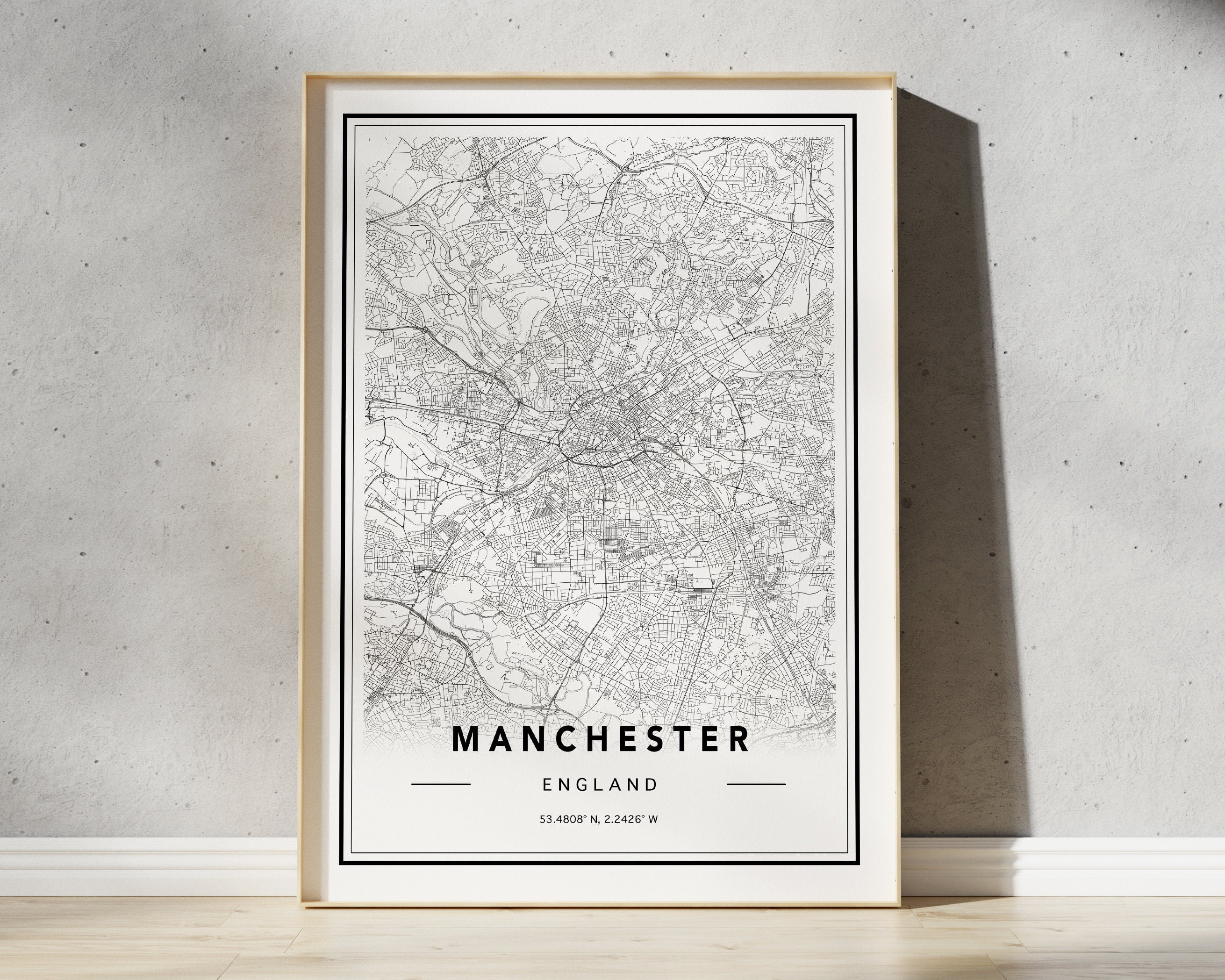 POSTER MANCHESTER Map Print, Manchester Map Poster, Manchester Map Wall ...