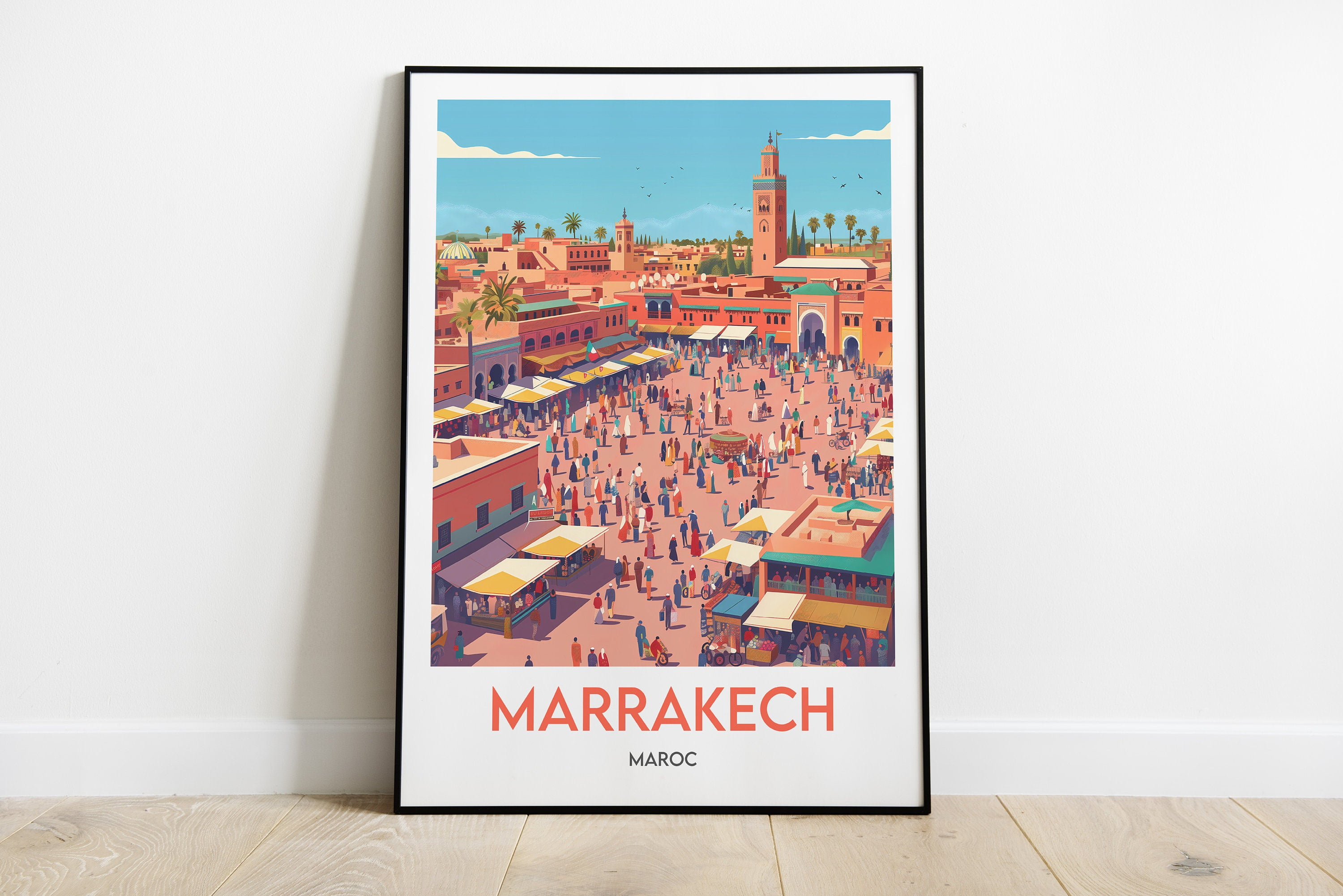 POSTER MARRAKECH | MOROCCO | Place Jemaa El-Fna | Print | Travel poster ...