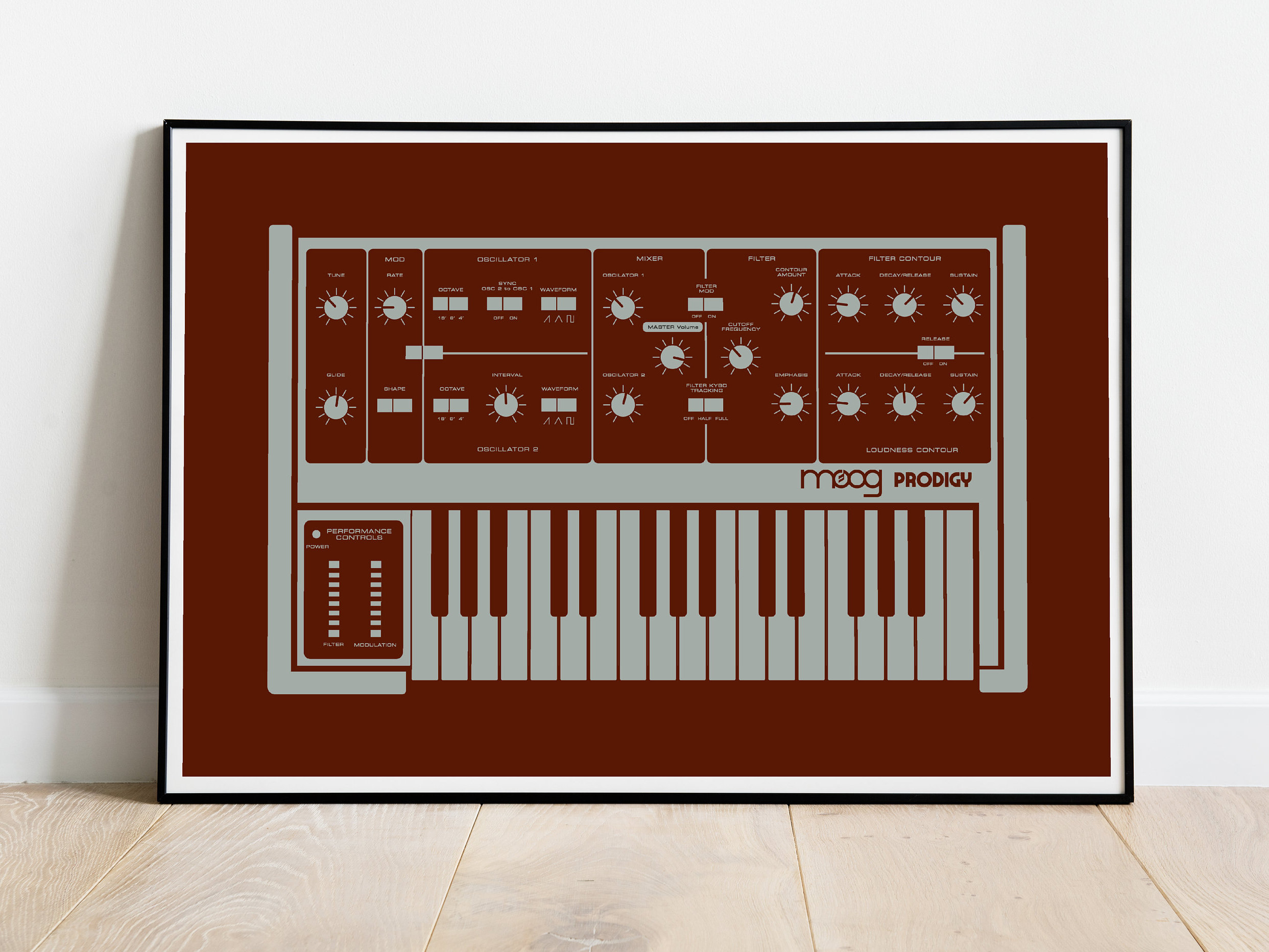POSTER MOOG Prodigy 70's Synth. CHOCOLATE edition. Vector illustration of MOOG Prodigy Synth ...