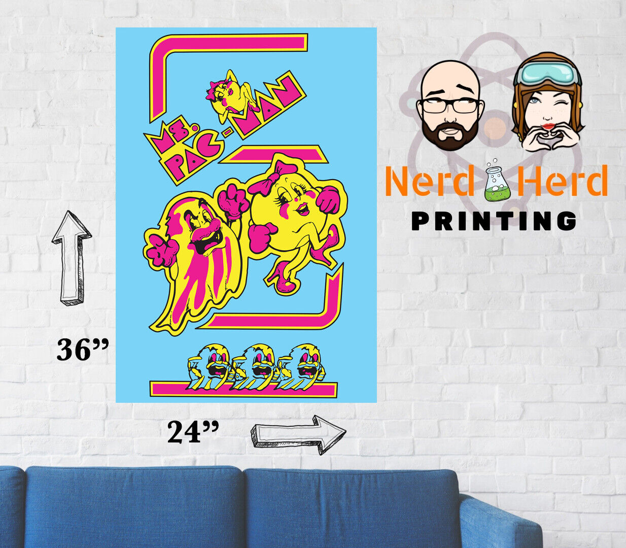 POSTER MS Pacman Classic Arcade Art Poster Multiple Sizes 11x17-24x36 ...