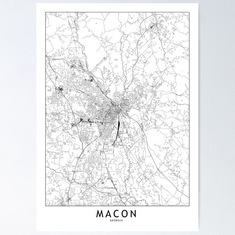 POSTER Macon White Map Poster UNFRAMED, 24x36 - Walmart.com