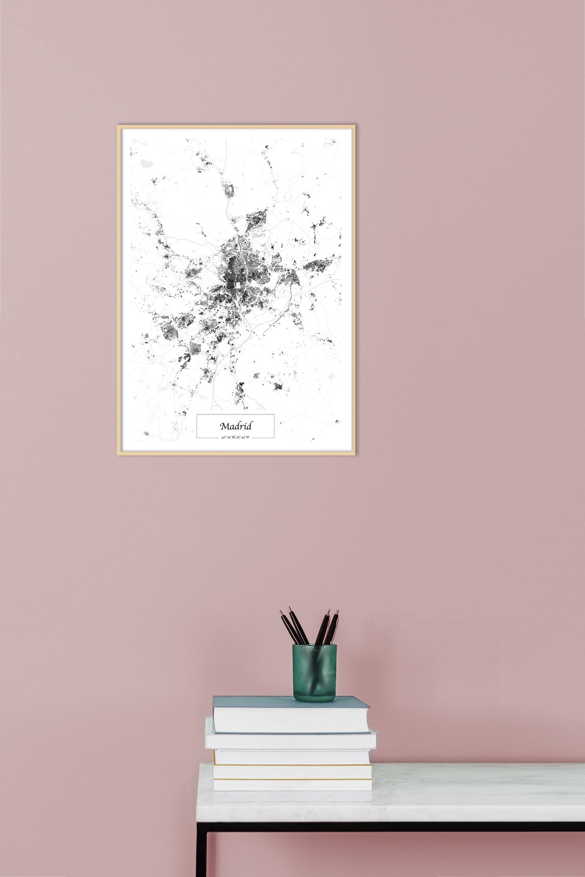 POSTER Madrid Poster, Abstract City Map with buildings, Minimalist Map ...