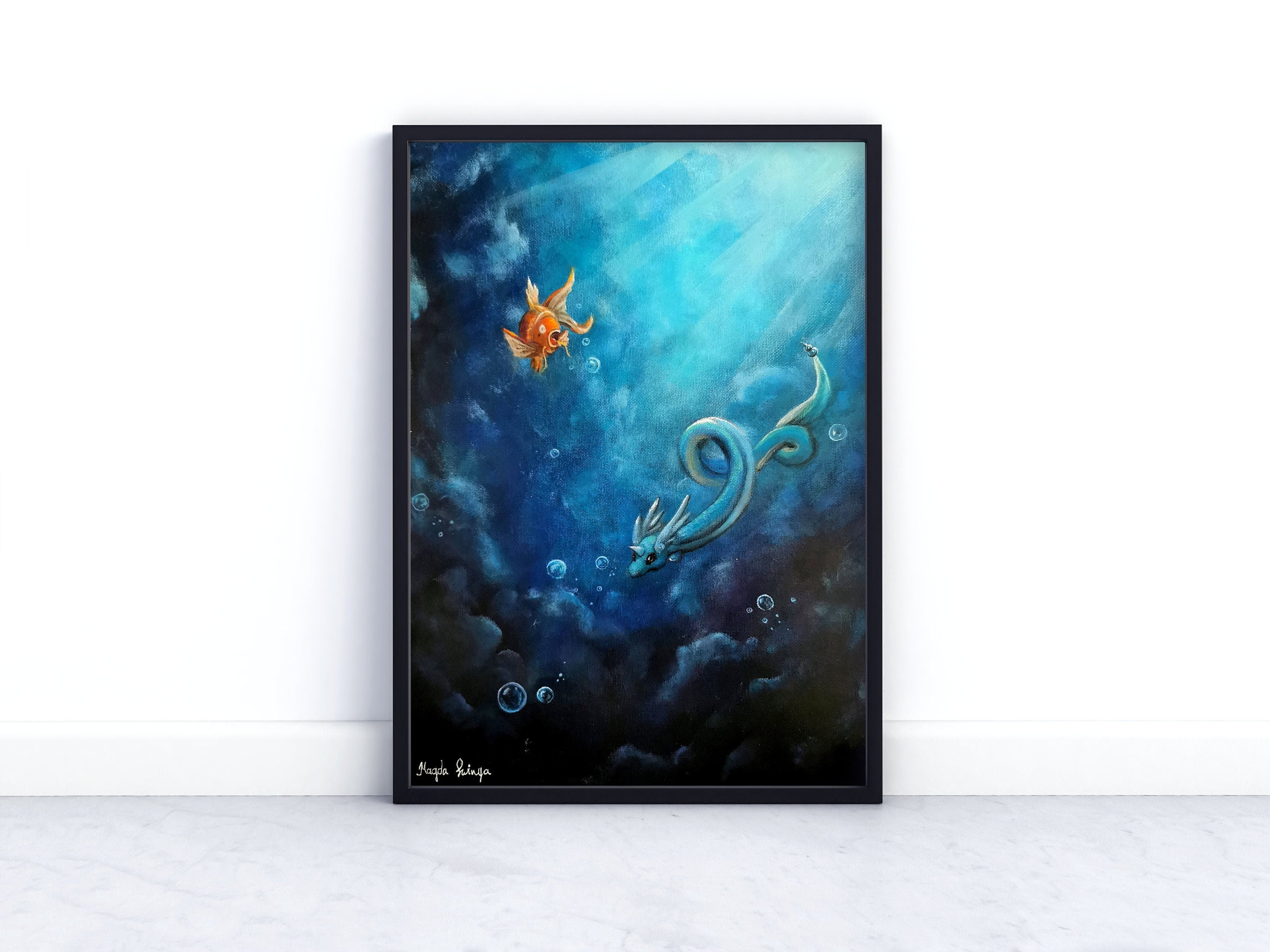 POSTER POSTER of MagiKarp & Dragonair in the turquoise ocean - Pokemon ...