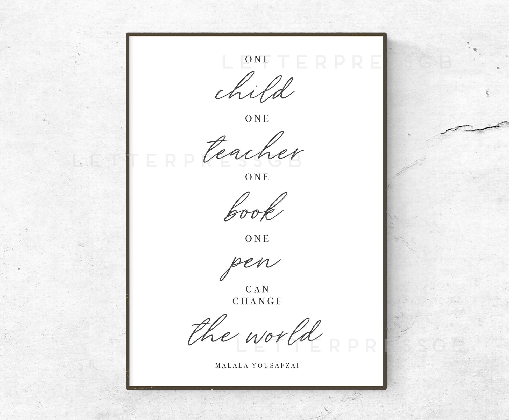 POSTER Malala Yousafzai Poster / Print / Inspirational Quote Poster ...