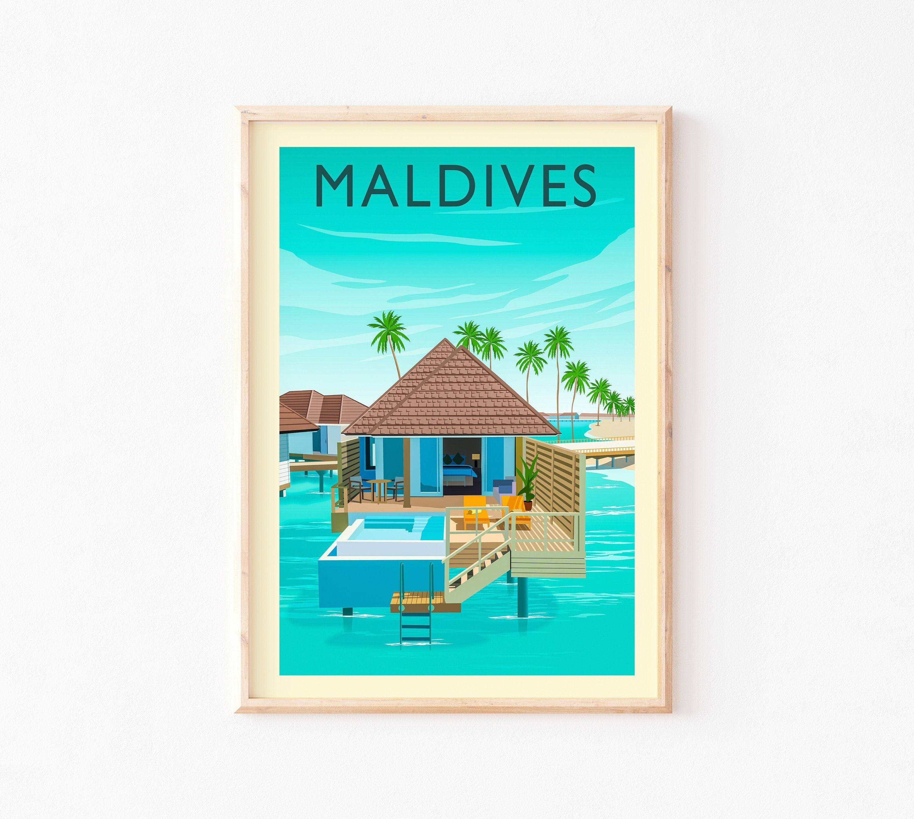 POSTER Maldives Travel prints, Maldives Gifts, Indian Ocean Prints ...