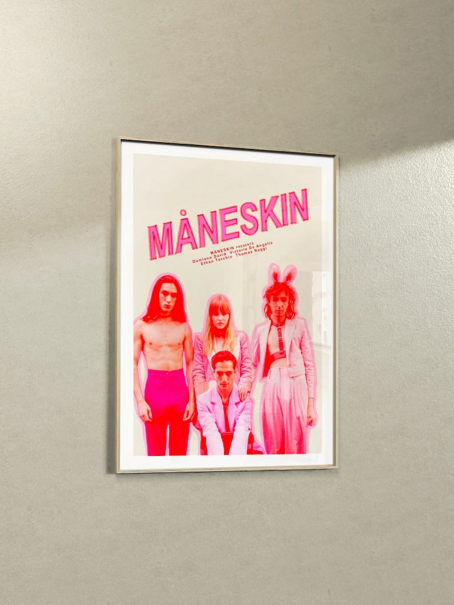 POSTER Maneskin Pink Poster, Retro Vintage Music Print, Hand Drawn Wall ...