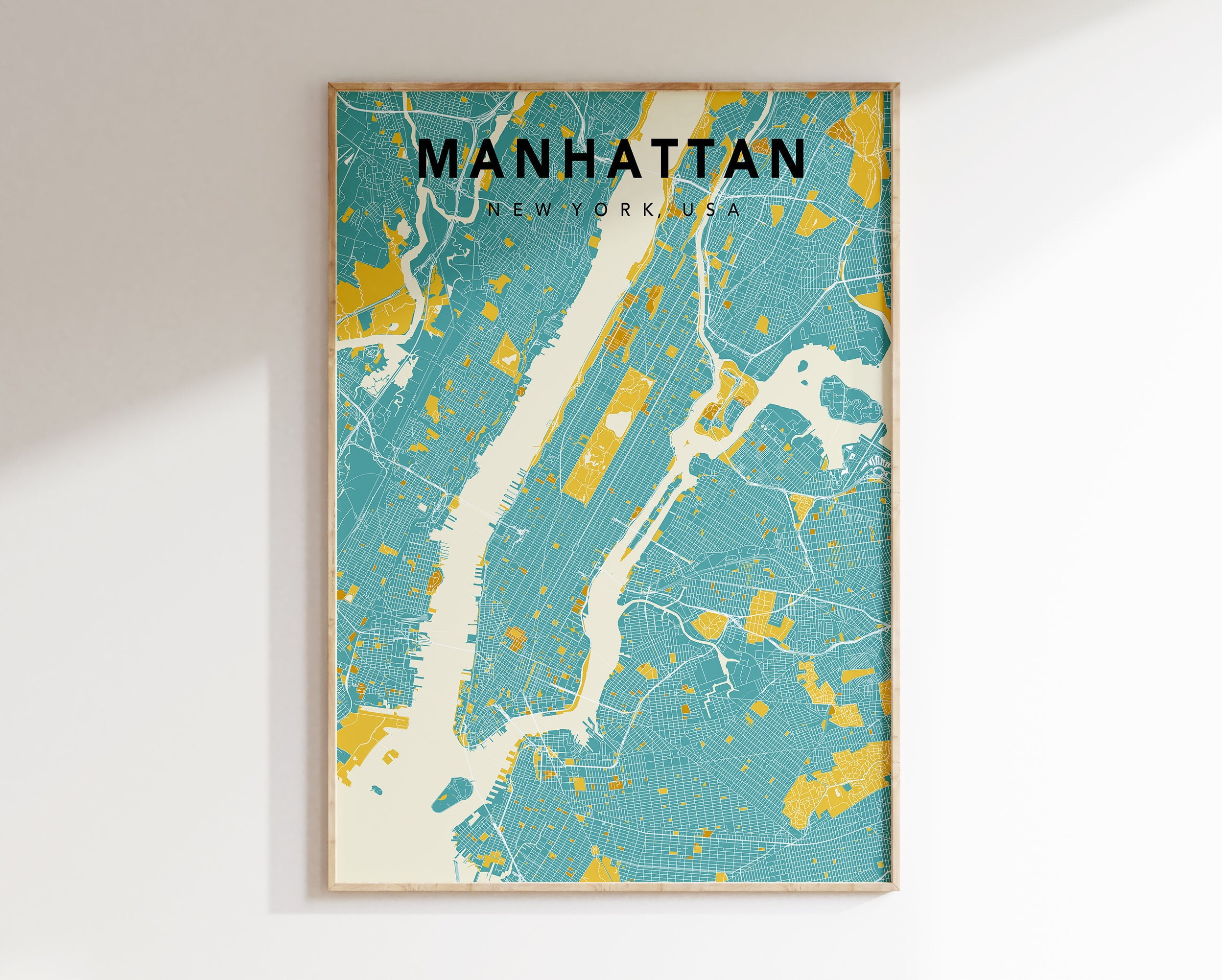 POSTER Manhattan Map Print, Manhattan Map Poster, Manhattan Map Wall ...