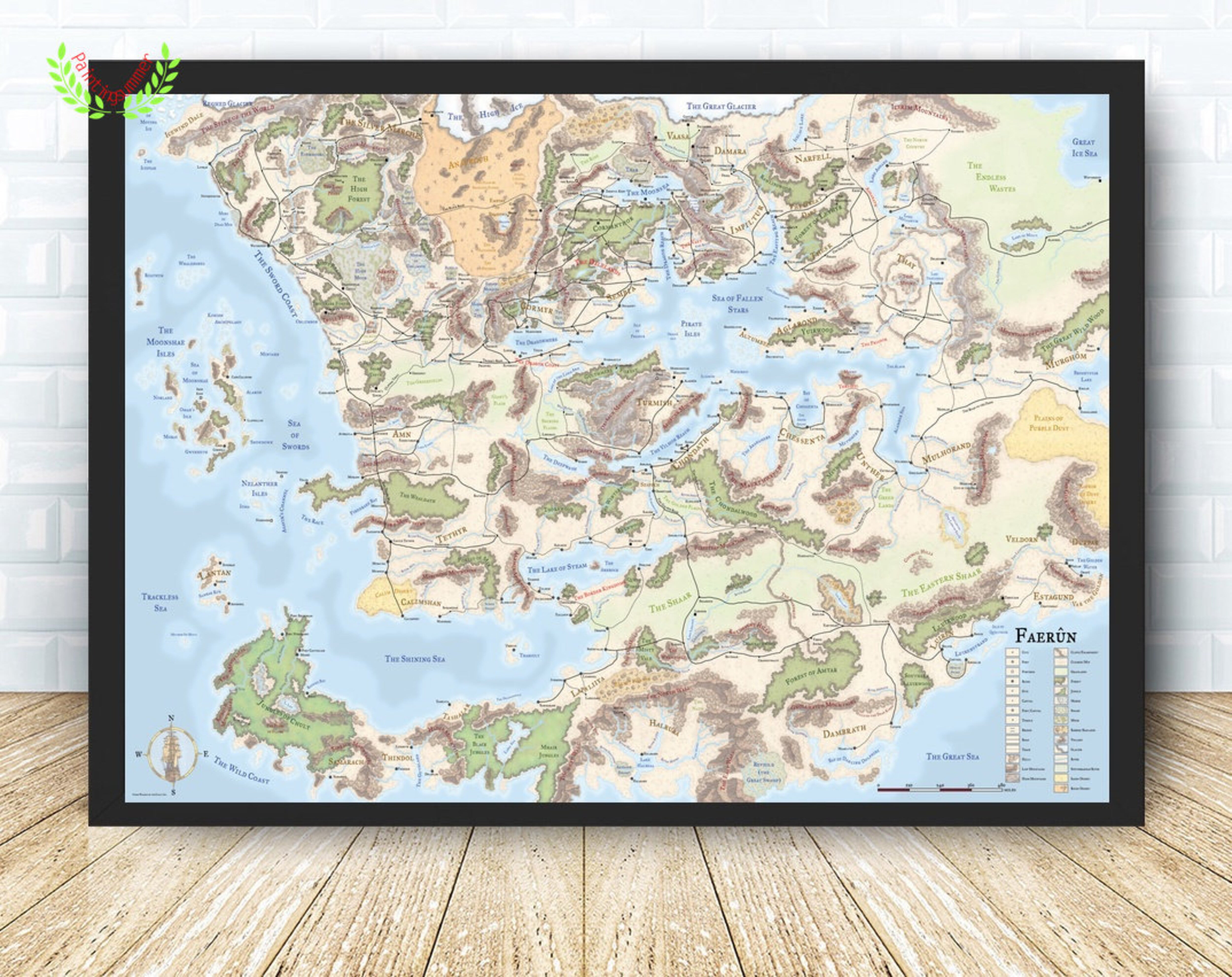 POSTER Map Of Faerun Poster,Wall Art Decor,Art Print,Famaliy Home Decor ...