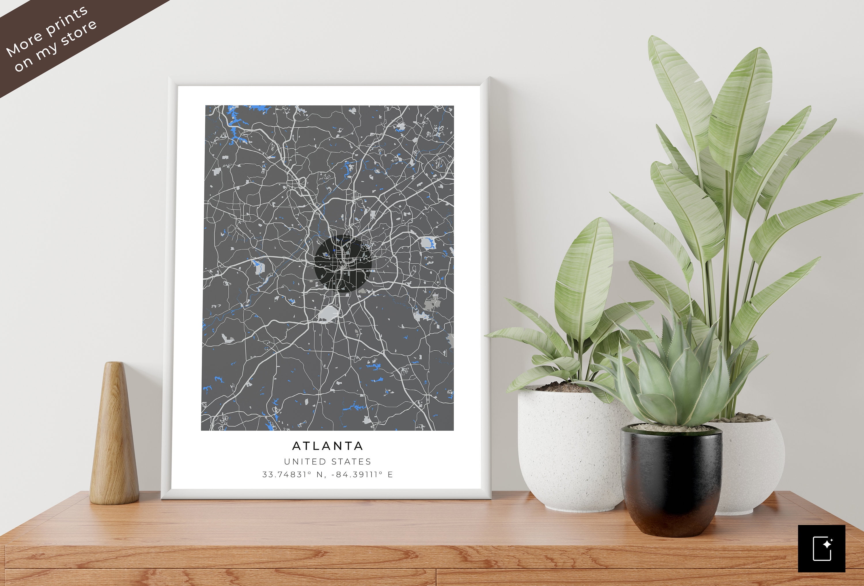 POSTER Map of Atlanta - City Map - Home town print - Atlanta Print ...