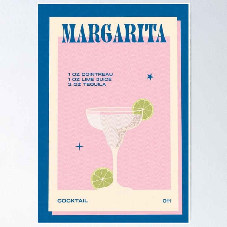 POSTER Margarita Cocktail Print,Digital Art, Cute Tequila, Cocktail Bar ...