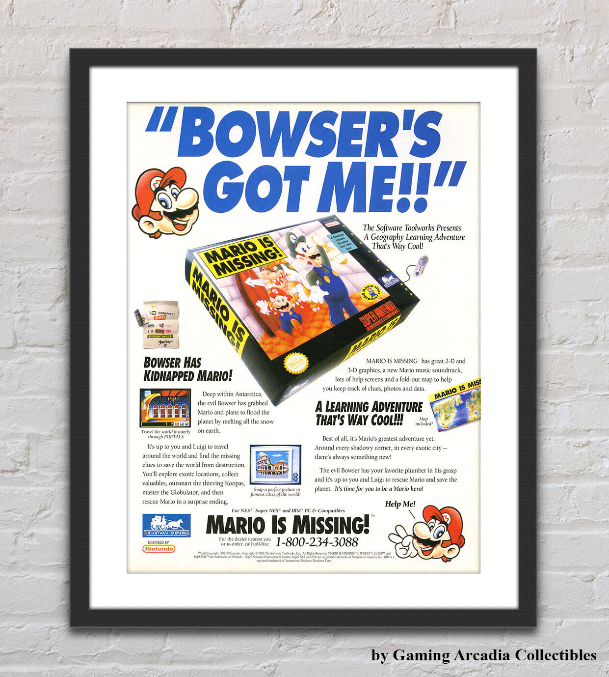 POSTER Mario Is Missing Super Nintendo SNES Poster-12x18-UNFRAMED ...