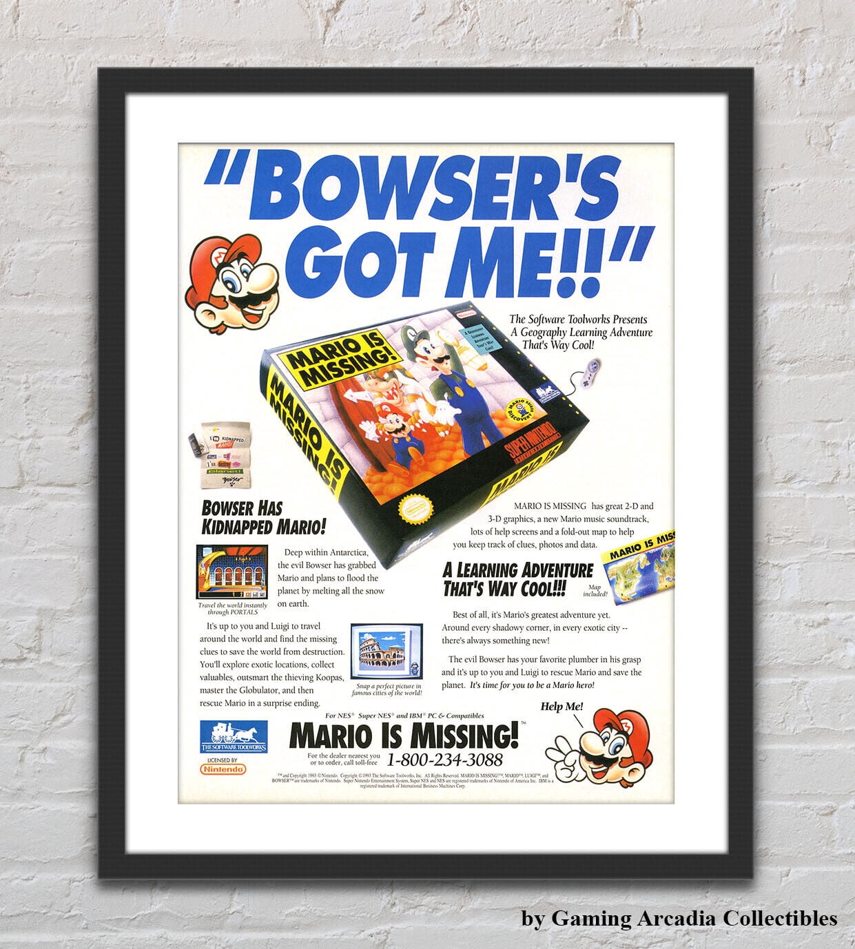 POSTER Mario Is Missing Super Nintendo SNES Poster-24x36-UNFRAMED ...