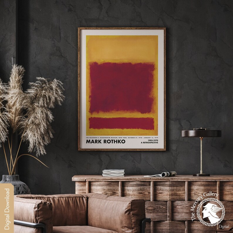 POSTER Mark Rothko Art Print, Yellow - Red Exhibition Poster ...