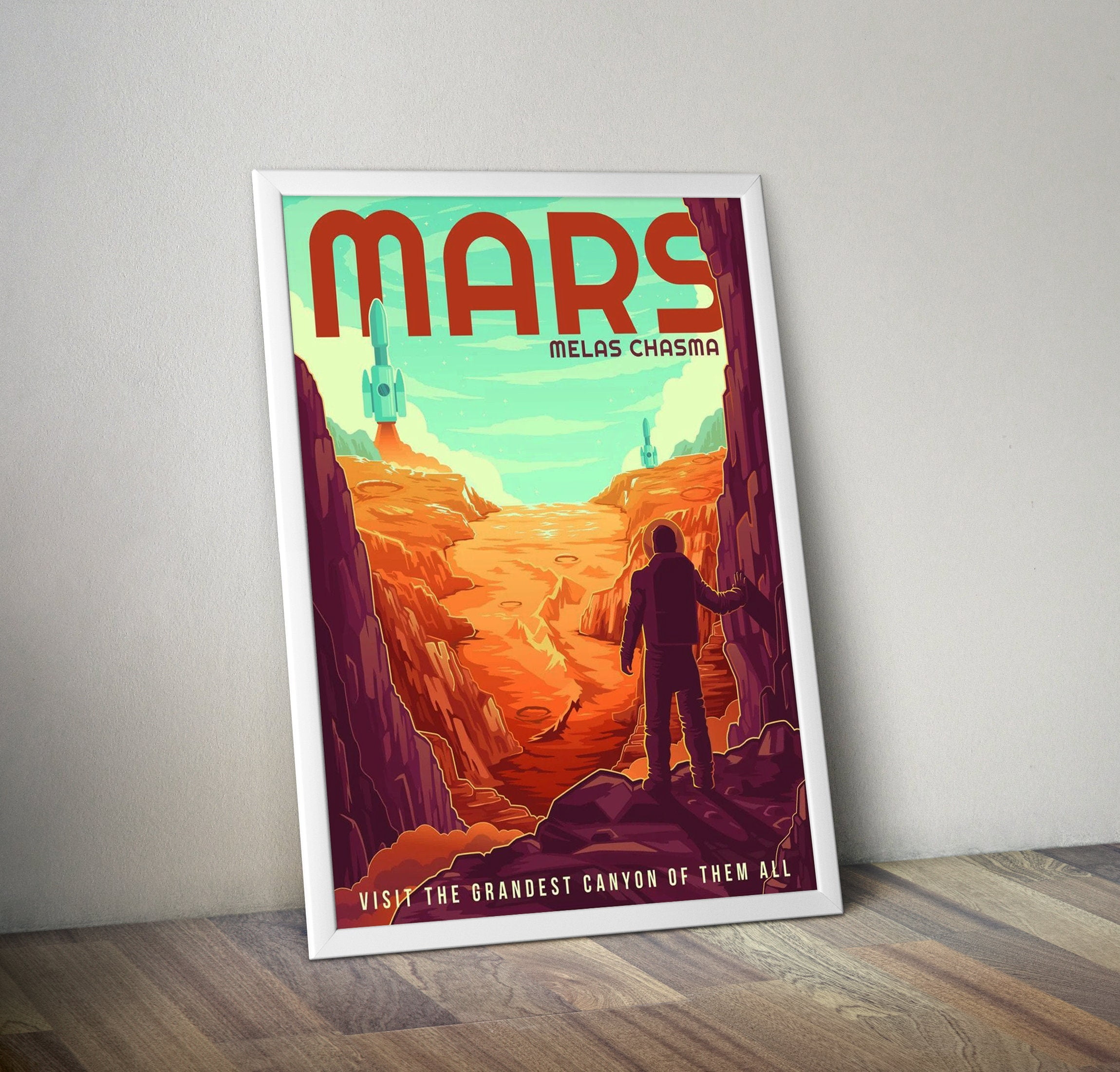 POSTER Mars Poster Melas Chasma Space Travel Posters Space Tourism Poster Vintage Space Poster ...