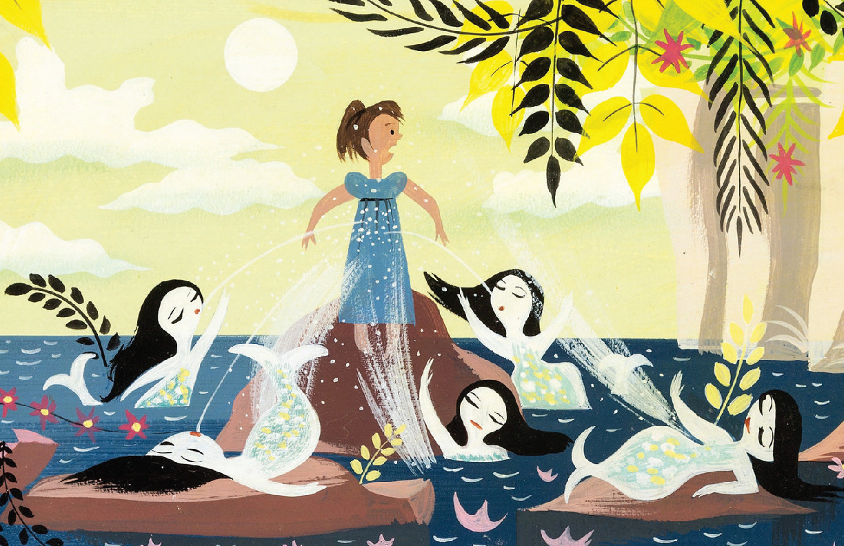 POSTER Mary Blair Concept Art Wendy & the Mermaids Splashing Away Poster-24x36-UNFRAMED ...