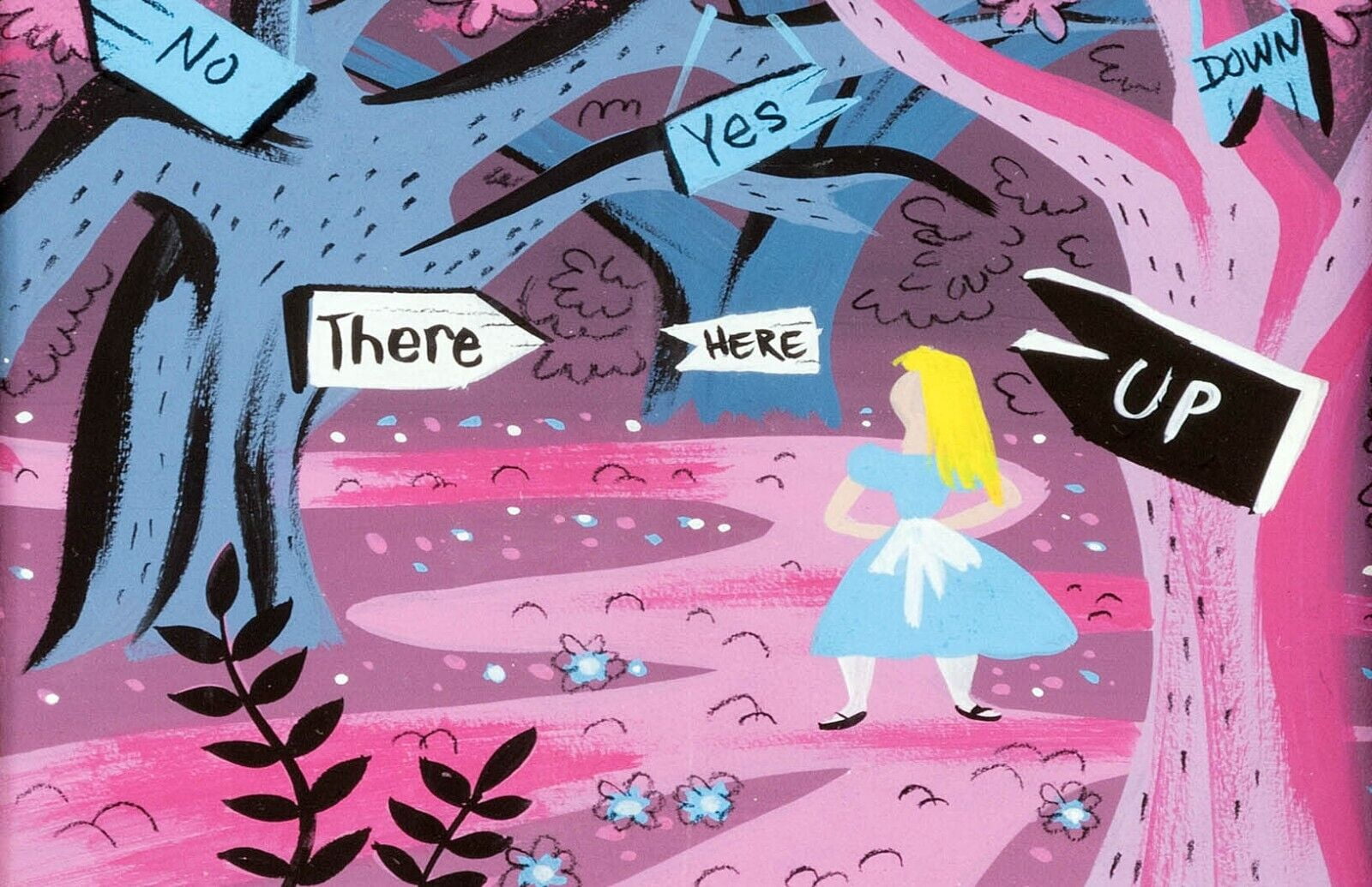 POSTER Mary Blair Disney Alice in Wonderland Tugley Woods Signage ...
