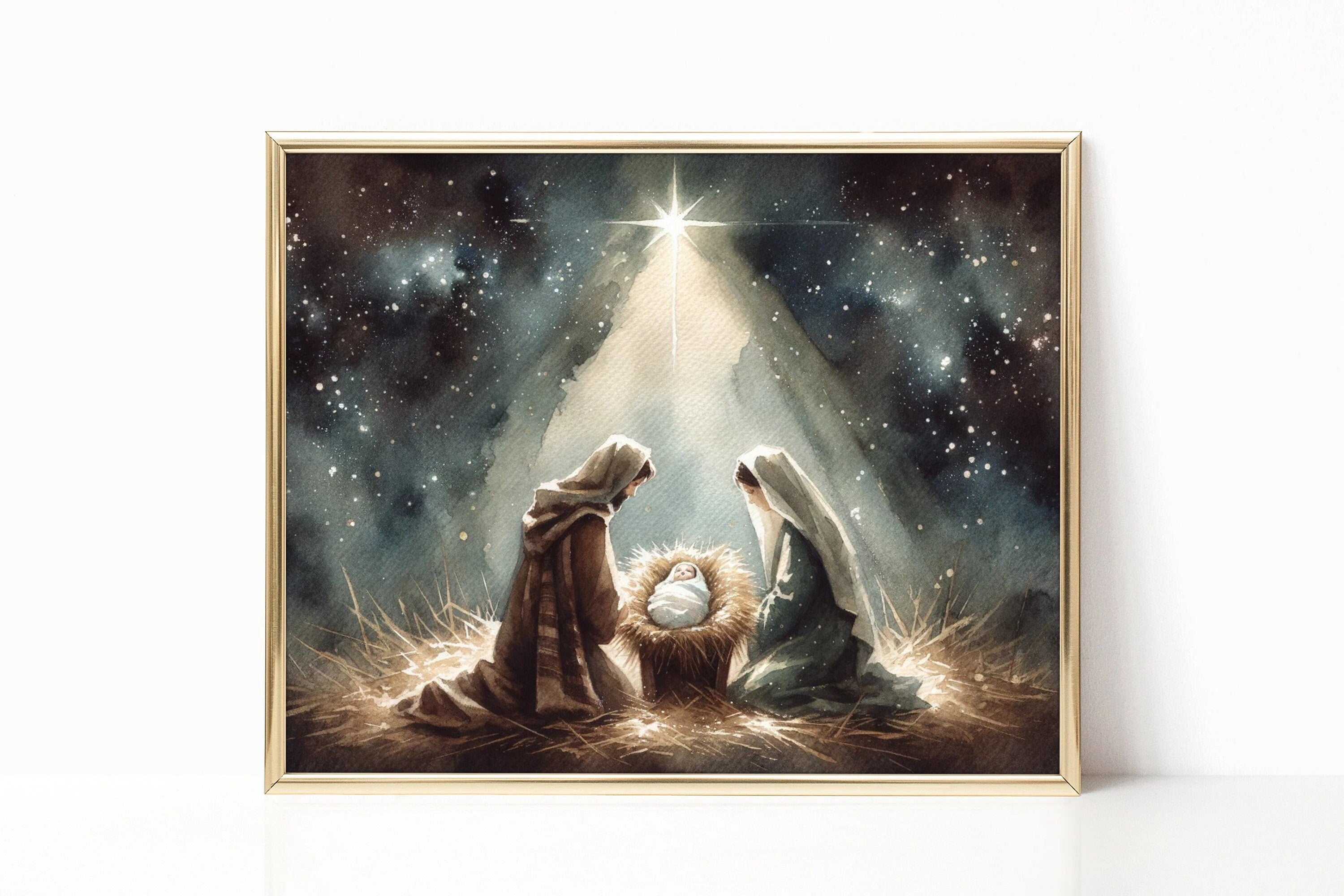 POSTER Mary & Joseph Birth of Jesus Christ Print Christian Spiritual ...