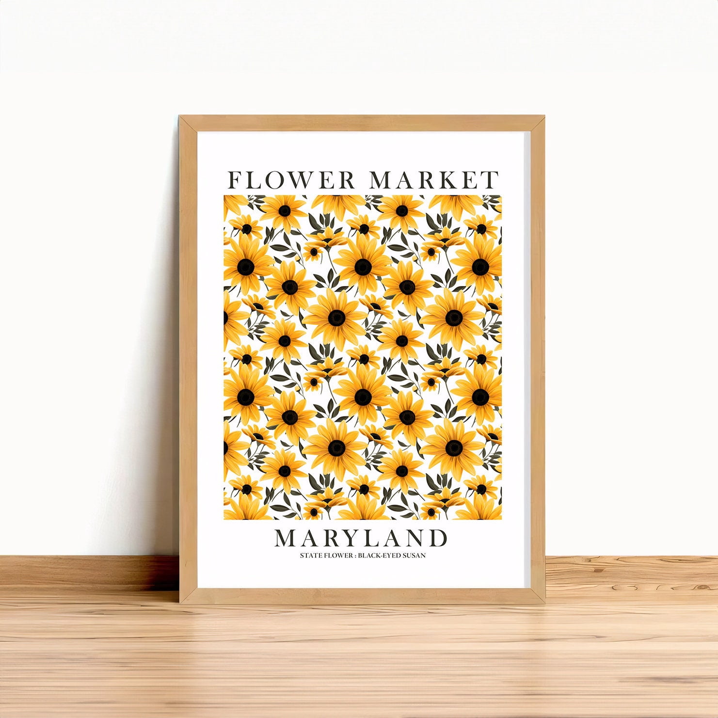 POSTER Maryland State Flower Market Black-Eyed Susan Yellow Floral ...