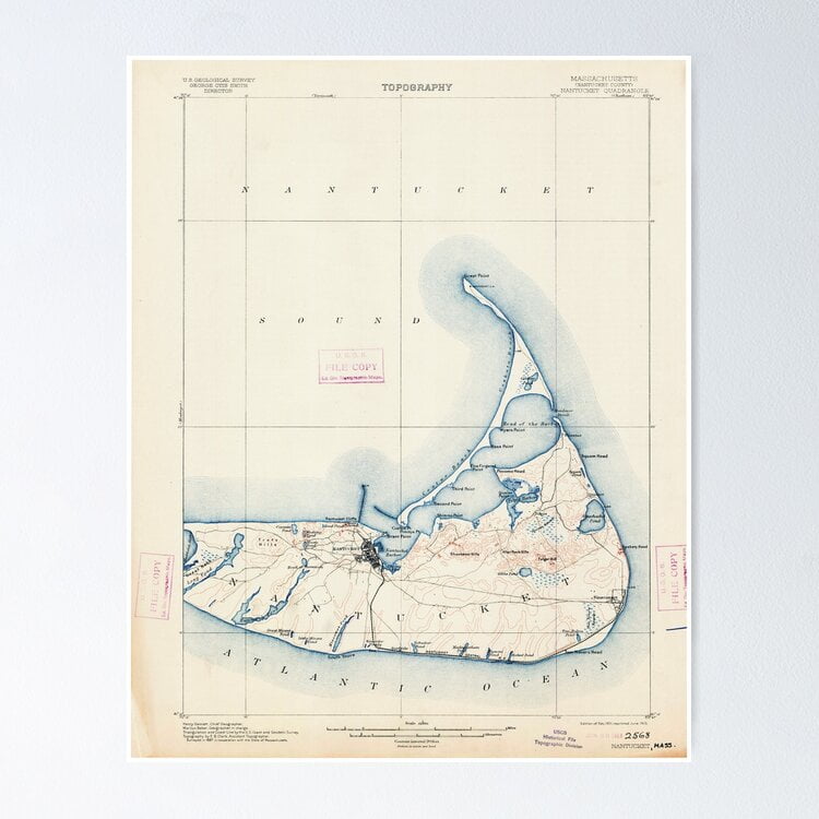 POSTER Massachusetts USGS Historical Topo Map MA Nantucket 352875 1901 ...