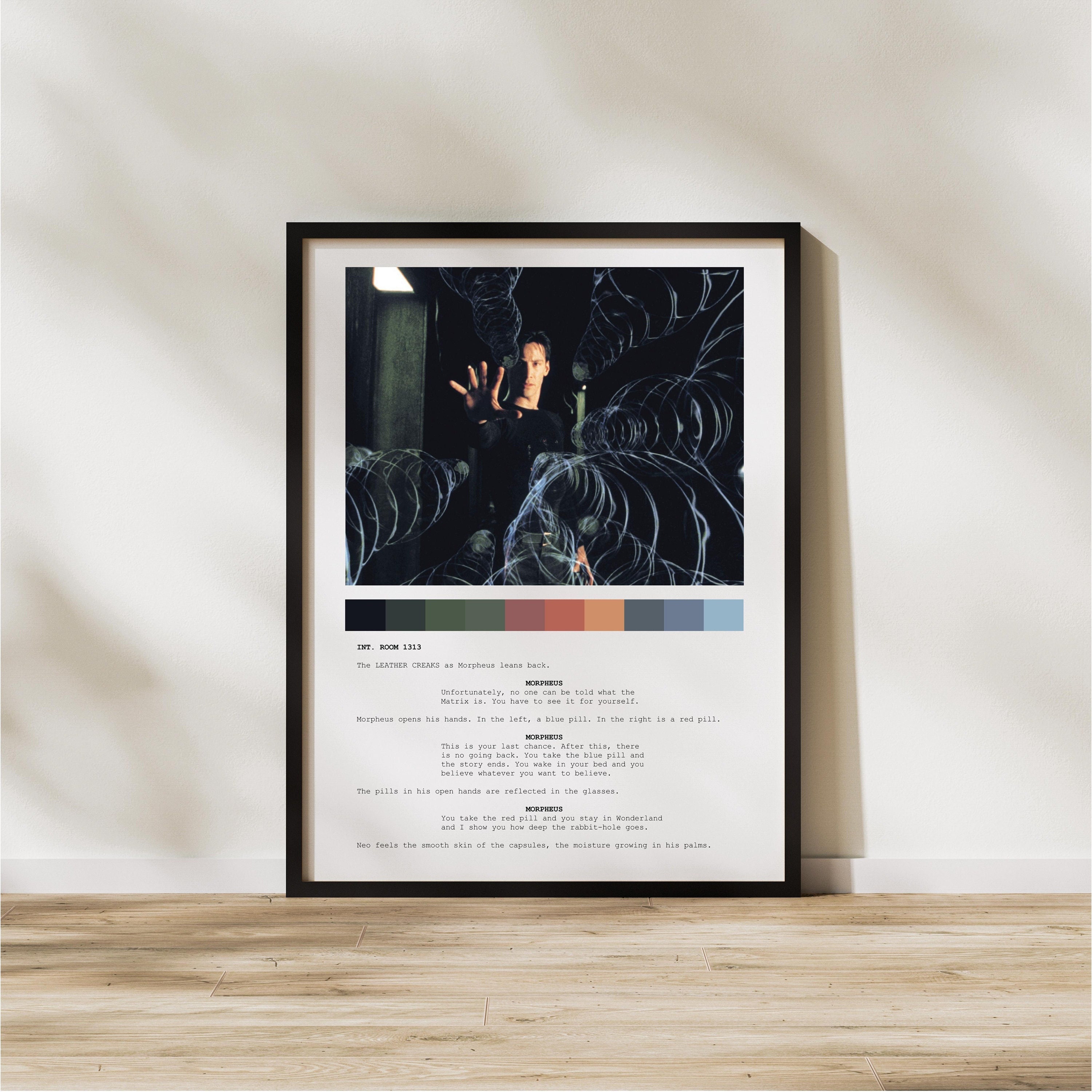 POSTER Matrix Movie | Film Script | Movie Script | Keanu Reeves | Matrix Quote | Colour Palette ...