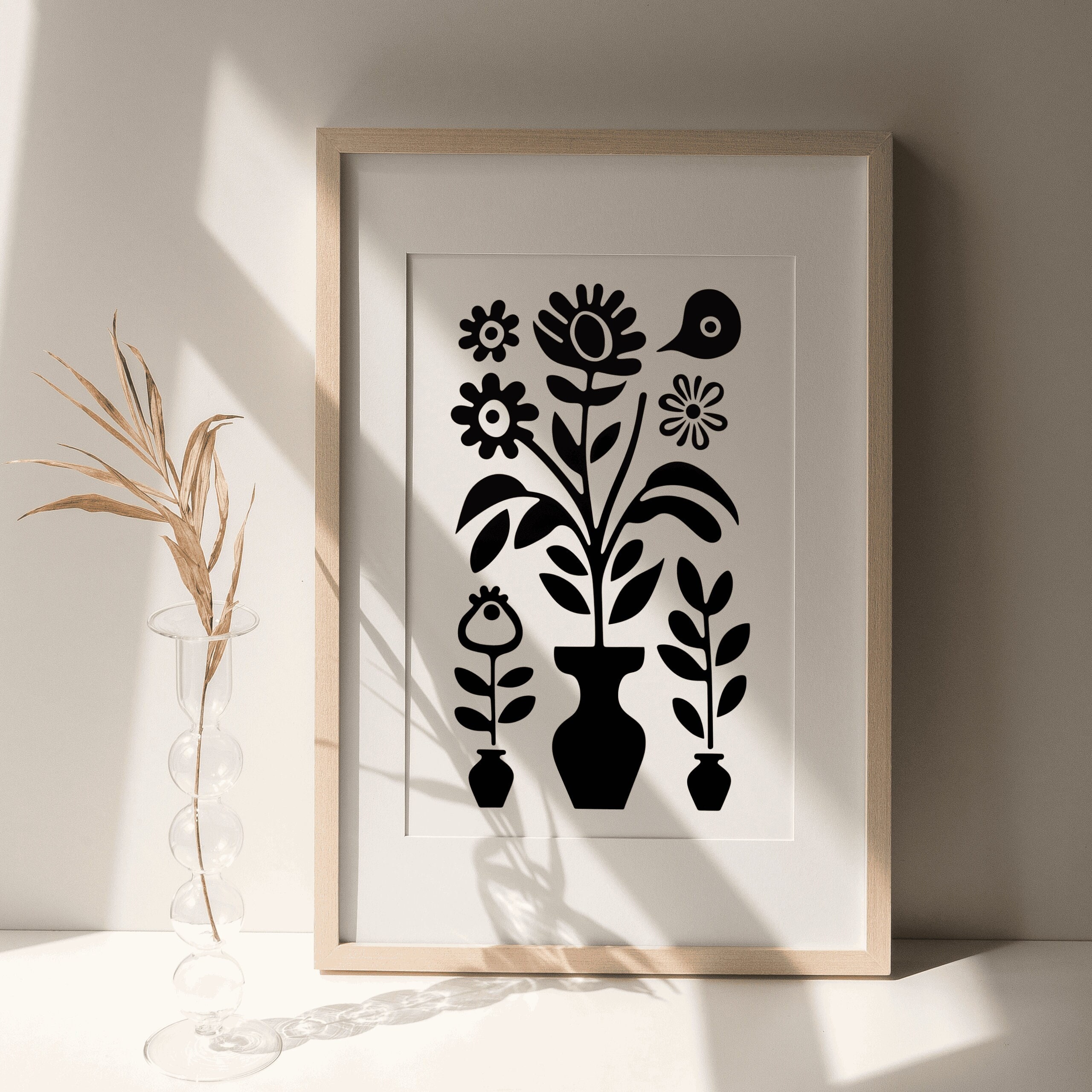 POSTER Maximalist Floral Print | Flowers Wall Art | Black and White ...