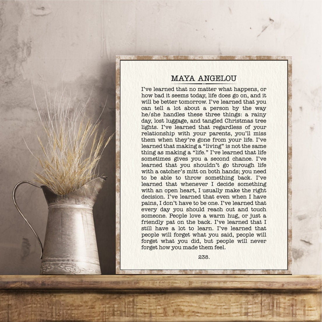 POSTER Maya Angelou quote wall art Maya Angelou I've Learned People ...