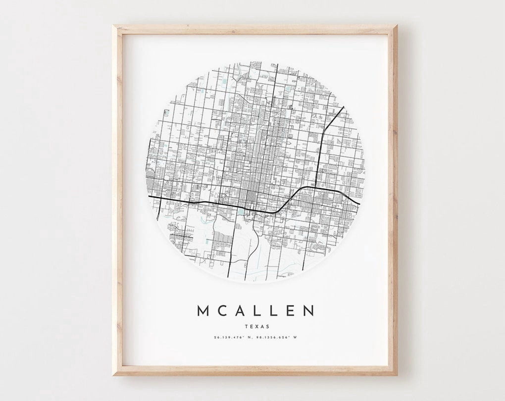 Kna Prints - 1 Pc Poster Mcallen Map Print, Mcallen Map City Wall Art ...