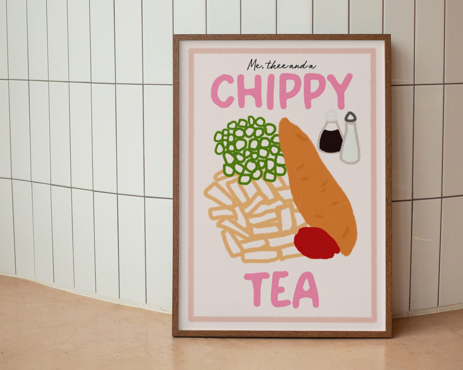 POSTER Me, Thee and A Chippy Tea Print | Illustrated Kitchen Print ...