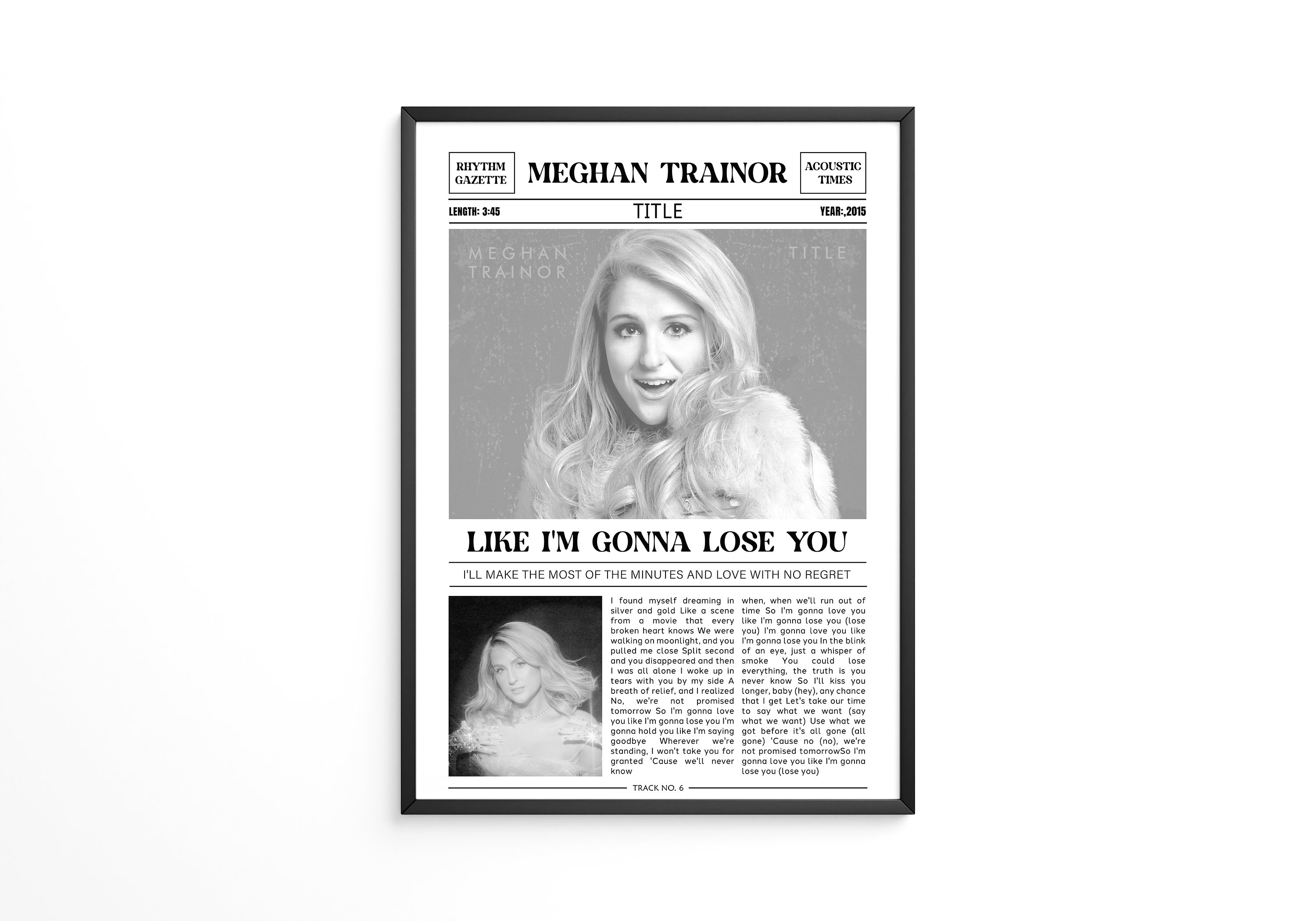 POSTER Meghan Trainor Retro Newspaper Print / Like I'm Gonna Lose You ...