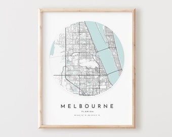 POSTER Melbourne Map Print, Melbourne Map Poster City Wall Art, Fl Road ...
