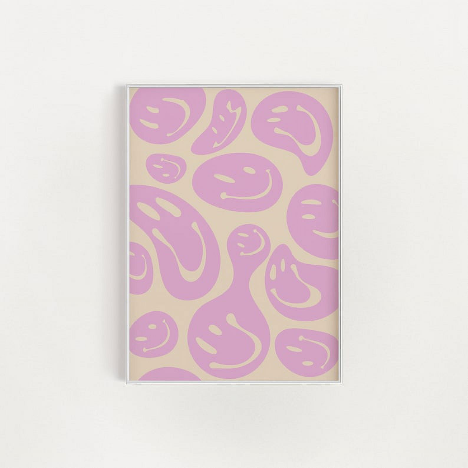 POSTER Melted Smiley Print, Smiley Face Poster, Pink and Beige Print ...