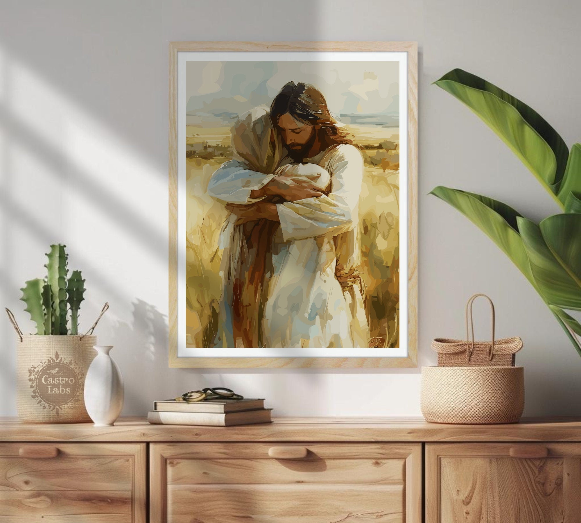 POSTER Merciful Jesus Hug, Safe in His Arms - Jesus Christ Drawing ...