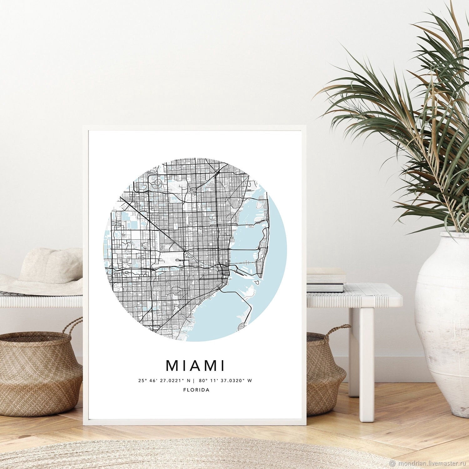 POSTER Miami Map Print Wall Art Poster United States Map Print Black ...