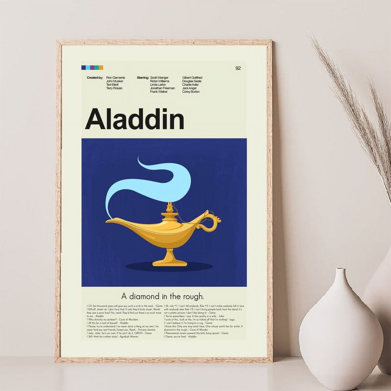 POSTER Mid Century Modern Aladdin Movie Poster, Retro Movie Print ...