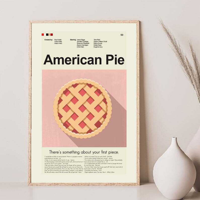 POSTER Mid Century Modern American Pie Poster, Retro Movie Print ...