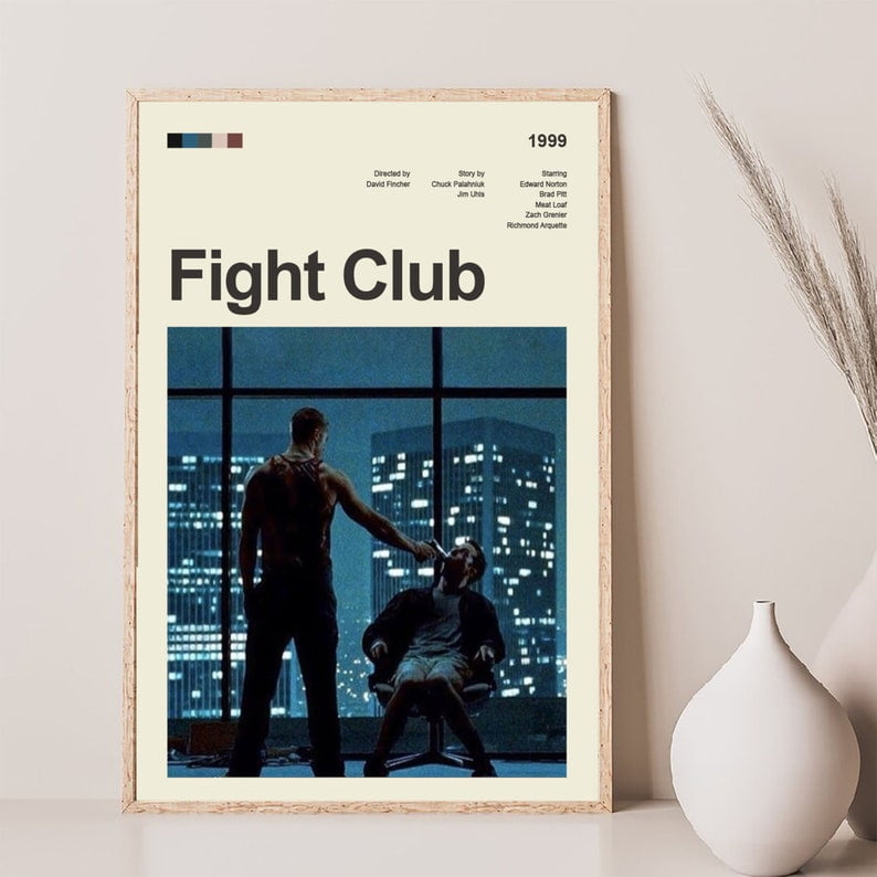 POSTER Mid Century Modern Fight Club Movie Poster, Retro Movie Print ...