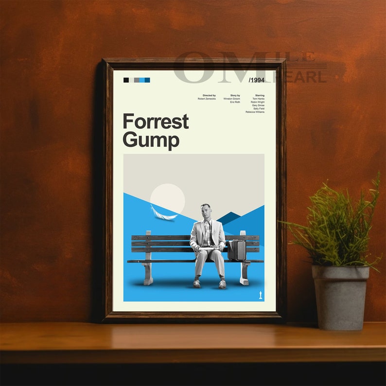 POSTER Mid Century Modern Forrest Gump Movie Poster, Retro Movie Print ...