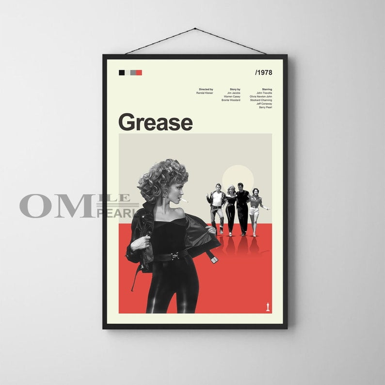 POSTER Mid Century Modern Grease Movie Poster, Retro Movie Print, Modern Vintage Movie Posters ...