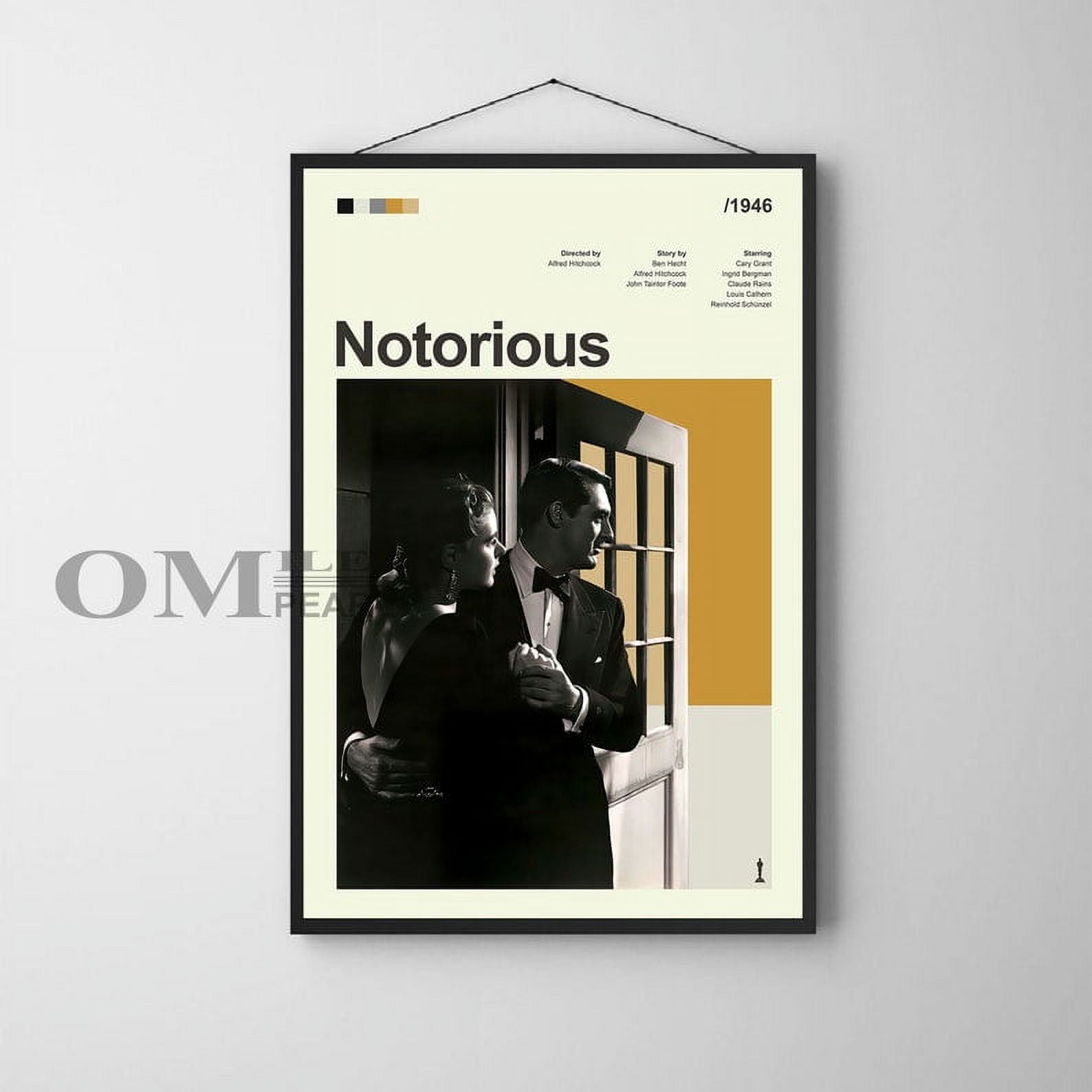POSTER Mid Century Modern Notorious Movie Poster, Retro Movie Print ...