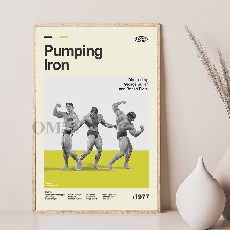 POSTER Mid Century Modern Pumping Iron Posters, Retro Movie Print ...