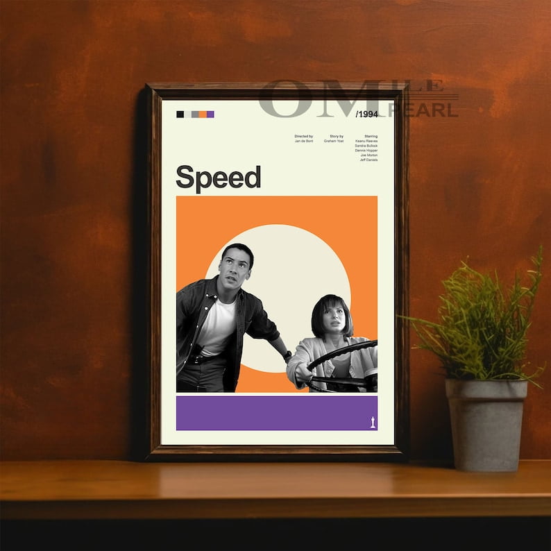 POSTER Mid Century Modern Speed Movie Poster, Retro Movie Print, Modern ...