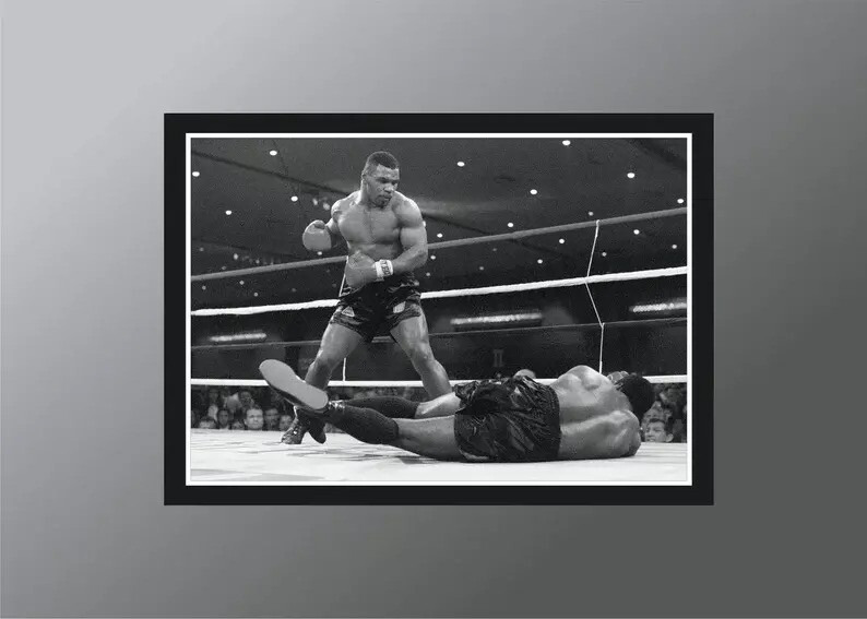 POSTER Mike Tyson Iconic Boxing Black & White Vintage Poster Unframe ...