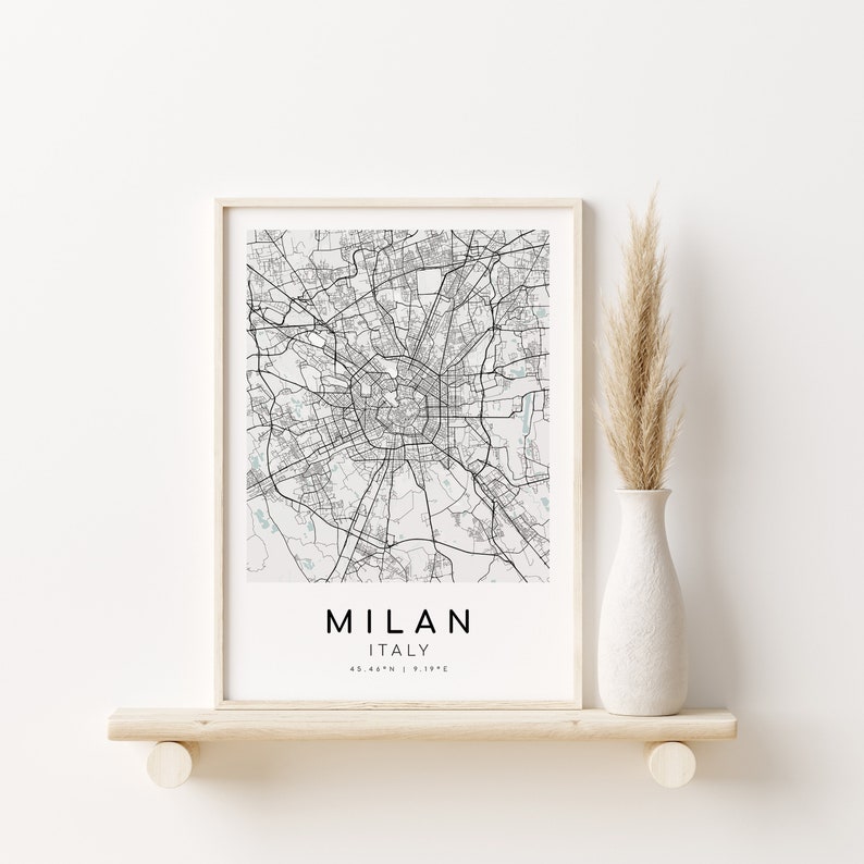 POSTER Milan City Map, Italy Map Poster, blue and white print, wall art ...