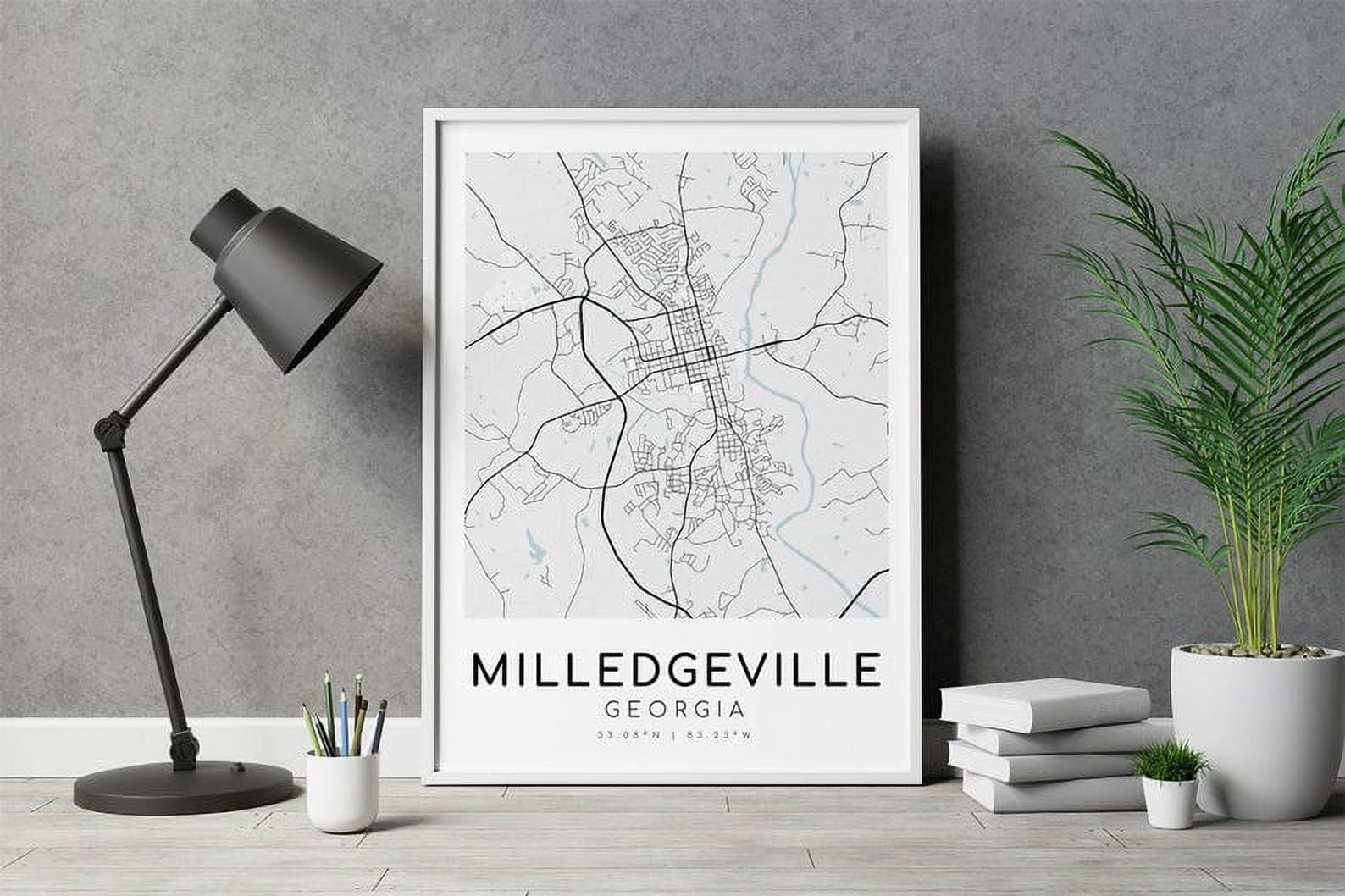 POSTER Milledgeville GA USA Georgia City Map, Gift Map Poster, map gift ...