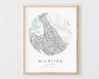 POSTER Milpitas Map Print, Milpitas Map Poster City Wall Art, Ca Road ...