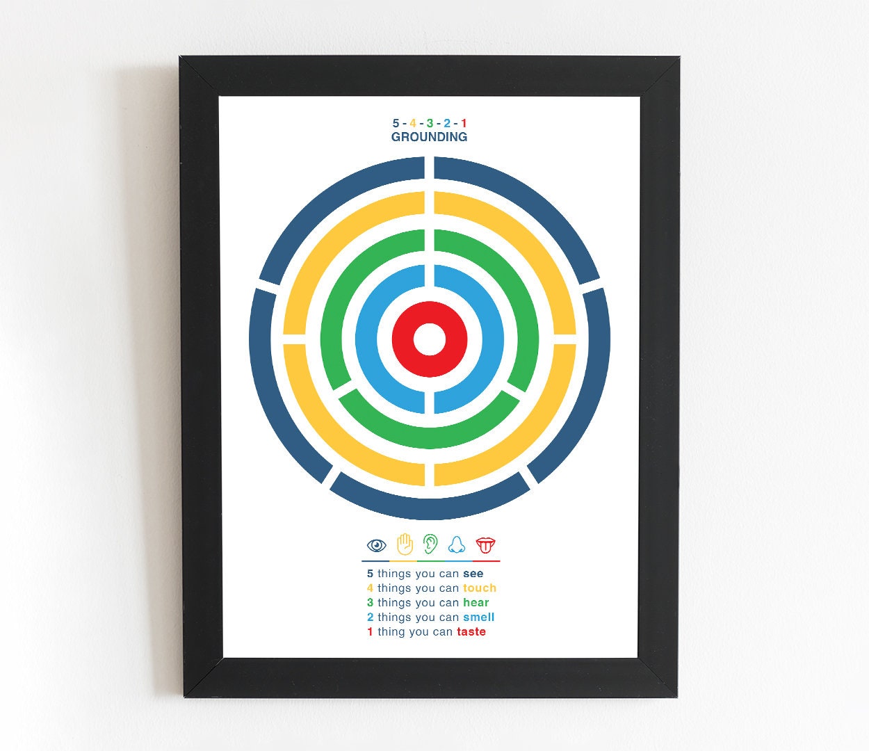POSTER Mindfulness Grounding 5-4-3-2-1 Technique Motivational Wall Art ...