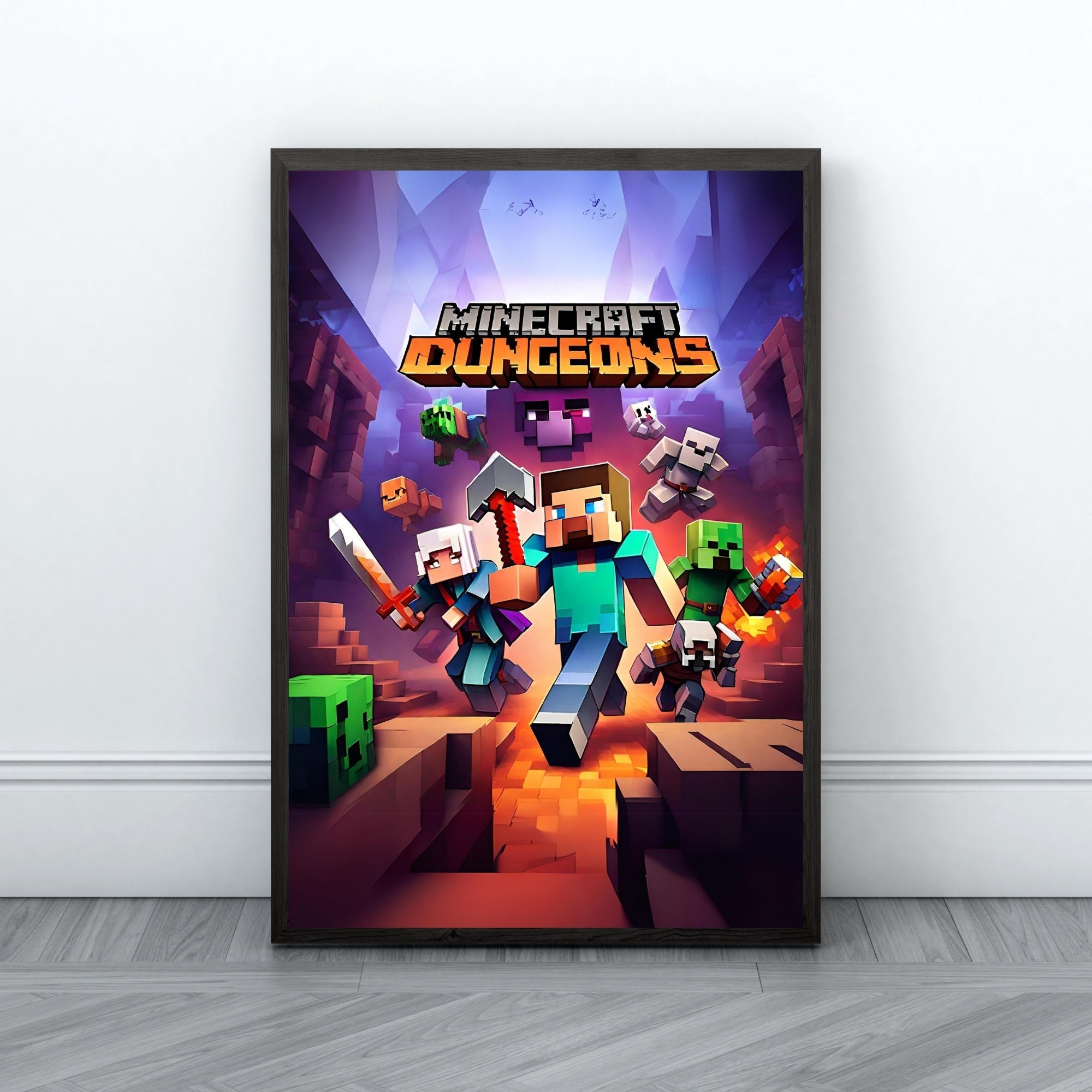 POSTER Minecraft Wall Art, Nursery Decor, Creeper, Enderman, Zombie ...